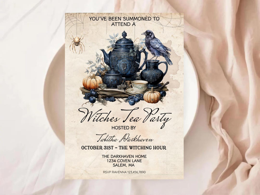 Witches Tea Party Invitation, Goth High-tea Party Invite, Vintage ...
