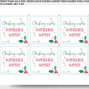 Christmas Wishes Favor Tag, Editable Holiday Treat Tag, Mistletoe ...