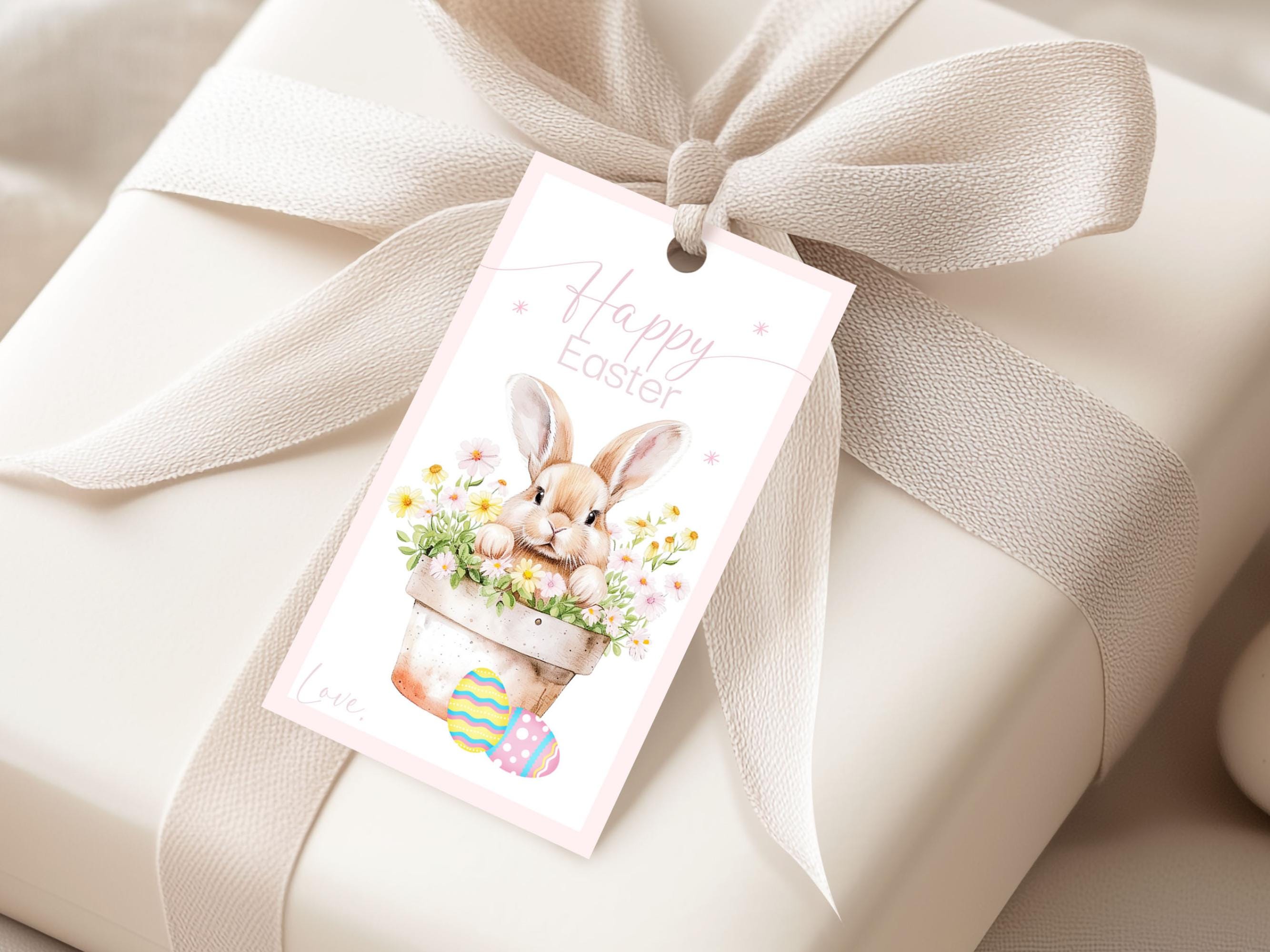 Editable Easter Bunny Gift Tag: Printable Favor Tag (PDF) - Etsy