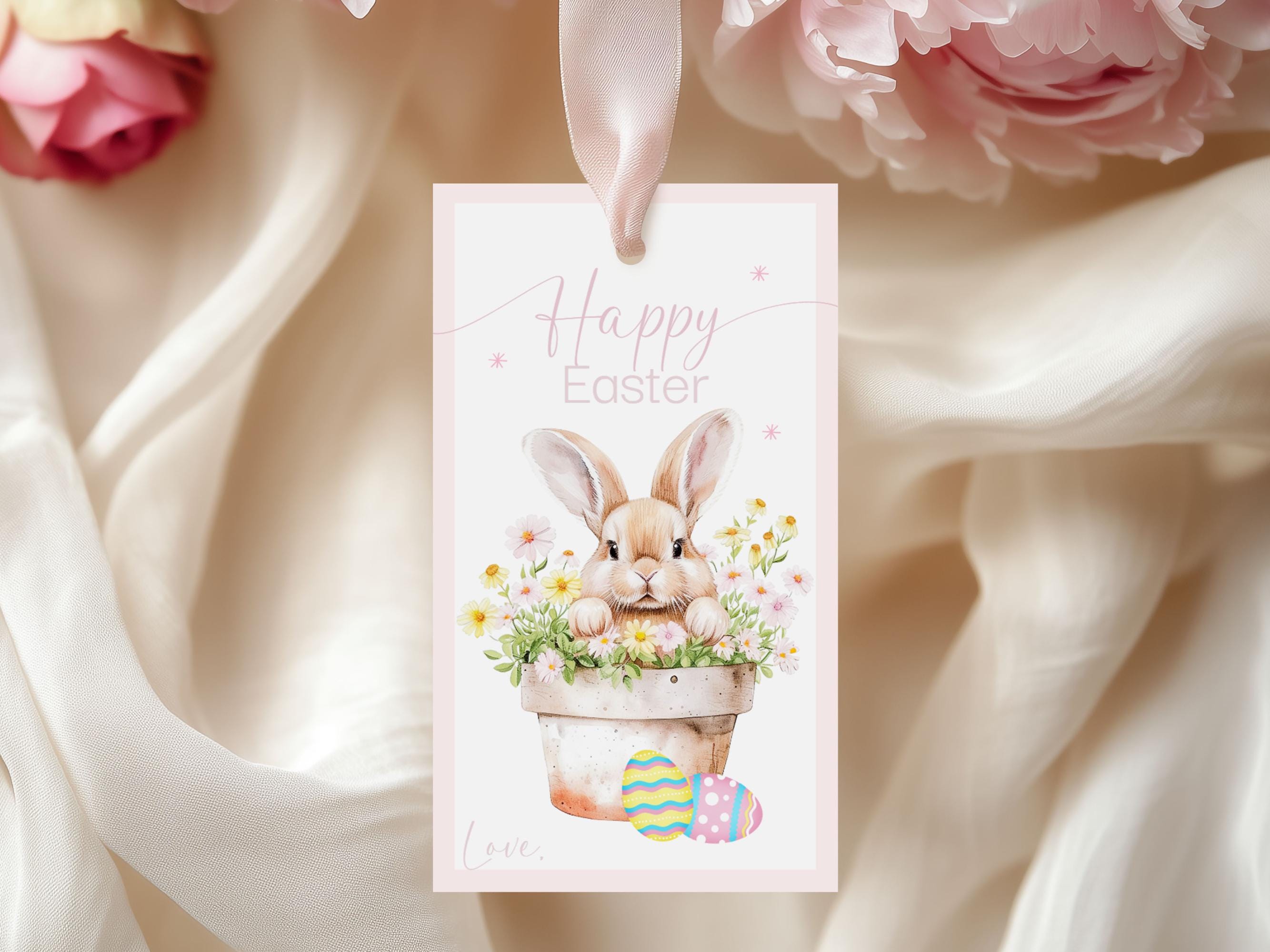 Editable Easter Bunny Gift Tag: Printable Favor Tag (PDF) - Etsy