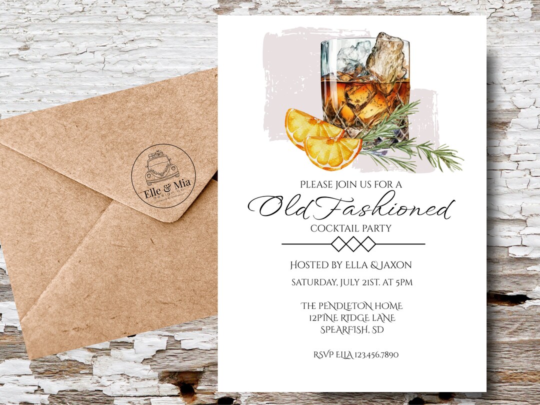 Old Fashioned Cocktail Party Printable Invitation/ Old - Etsy