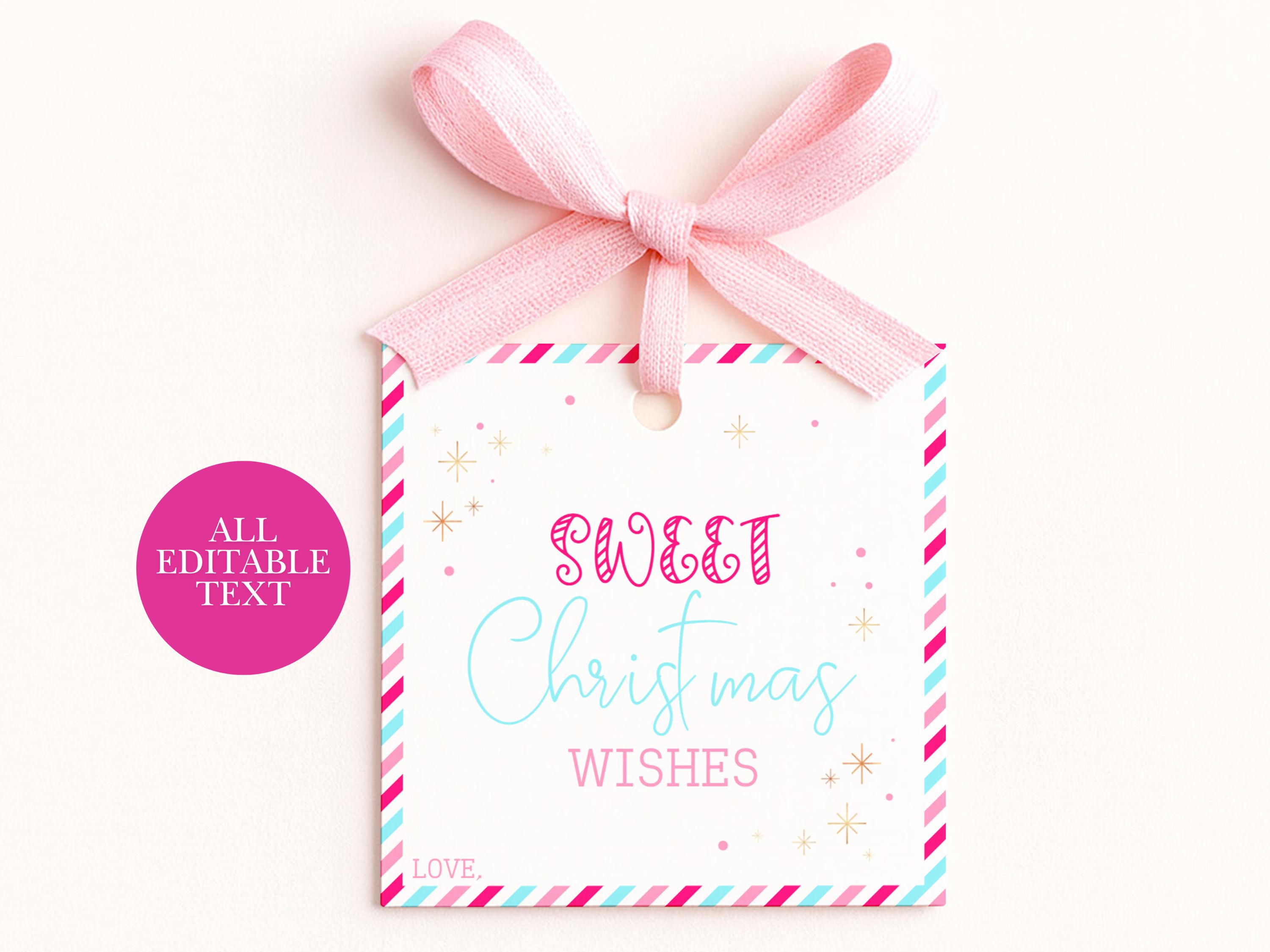 Pink Christmas Gift Tag, Sweet Christmas Wish Favor Tag, Sugar Cookie ...