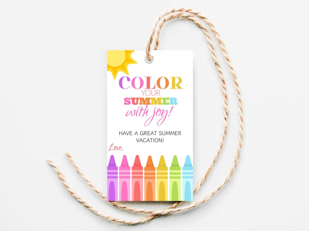 Editable Crayon Favor Tag: Color Your Summer Party (digital Download ...
