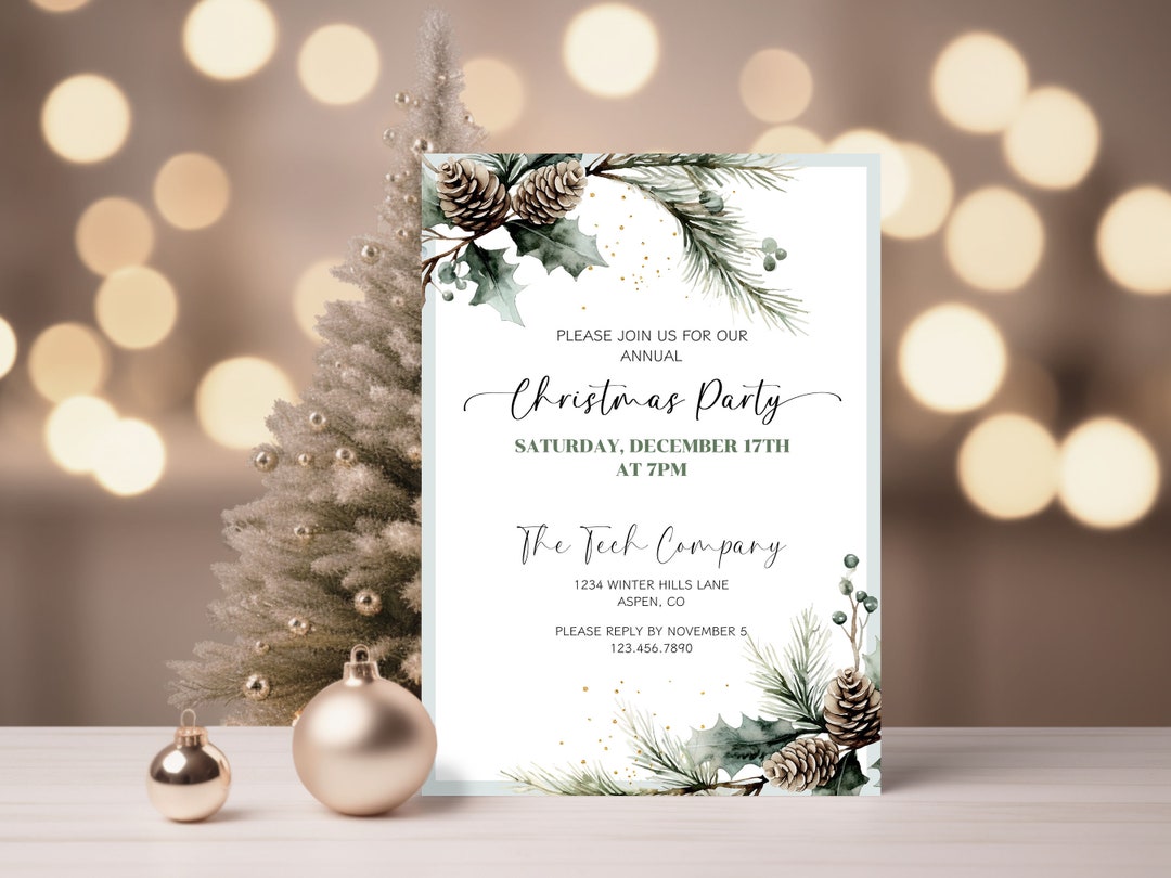 Corporate Christmas Party Invitation, Holiday Christmas Invite, Winter ...