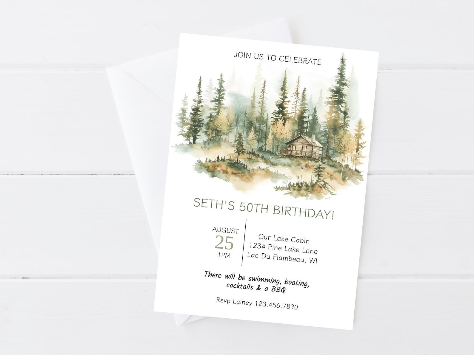 Rustic Cabin Birthday Party, Adult Birthday Party Invite, Cabin Weekend ...