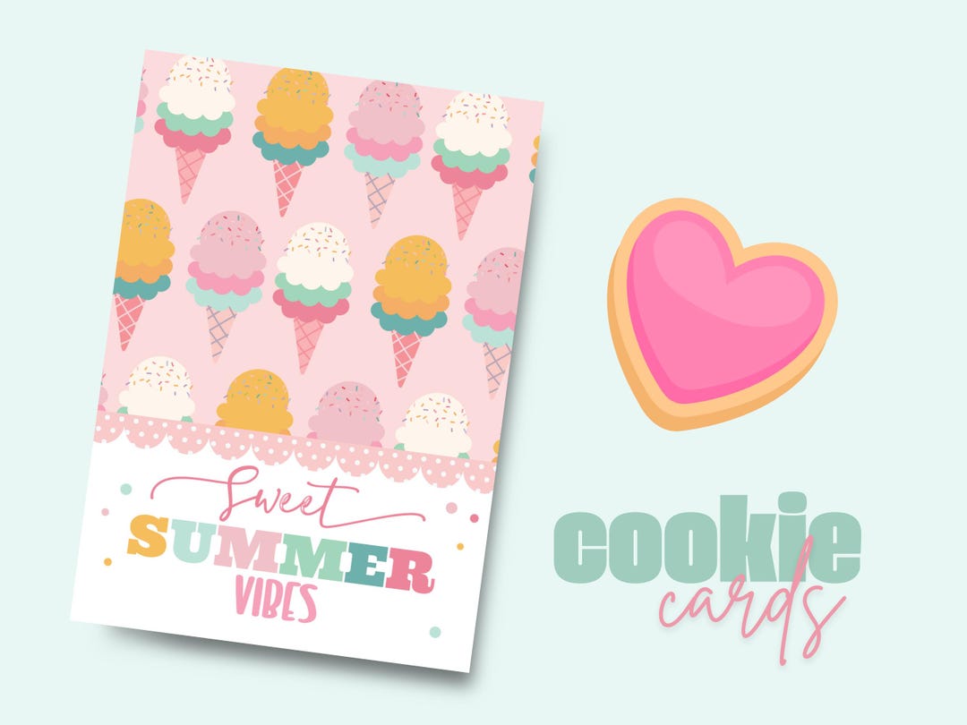 Printable Ice Cream Cookie Card: Summer Mini Cookie Tag (editable ...