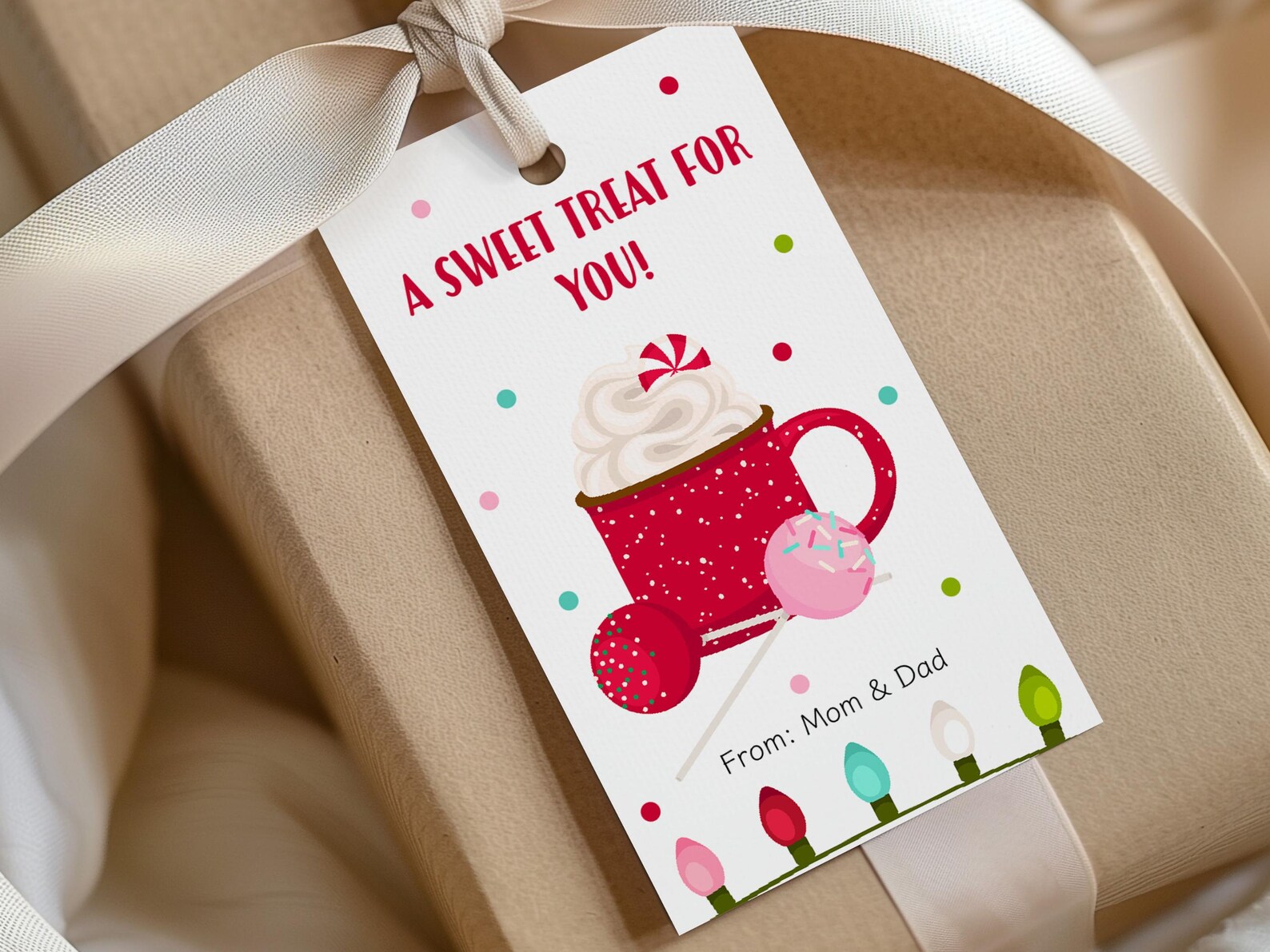 Holiday Sweet Treat Tags, Hot Cocoa & Cake Pop Tags, Editable Gift Tags ...