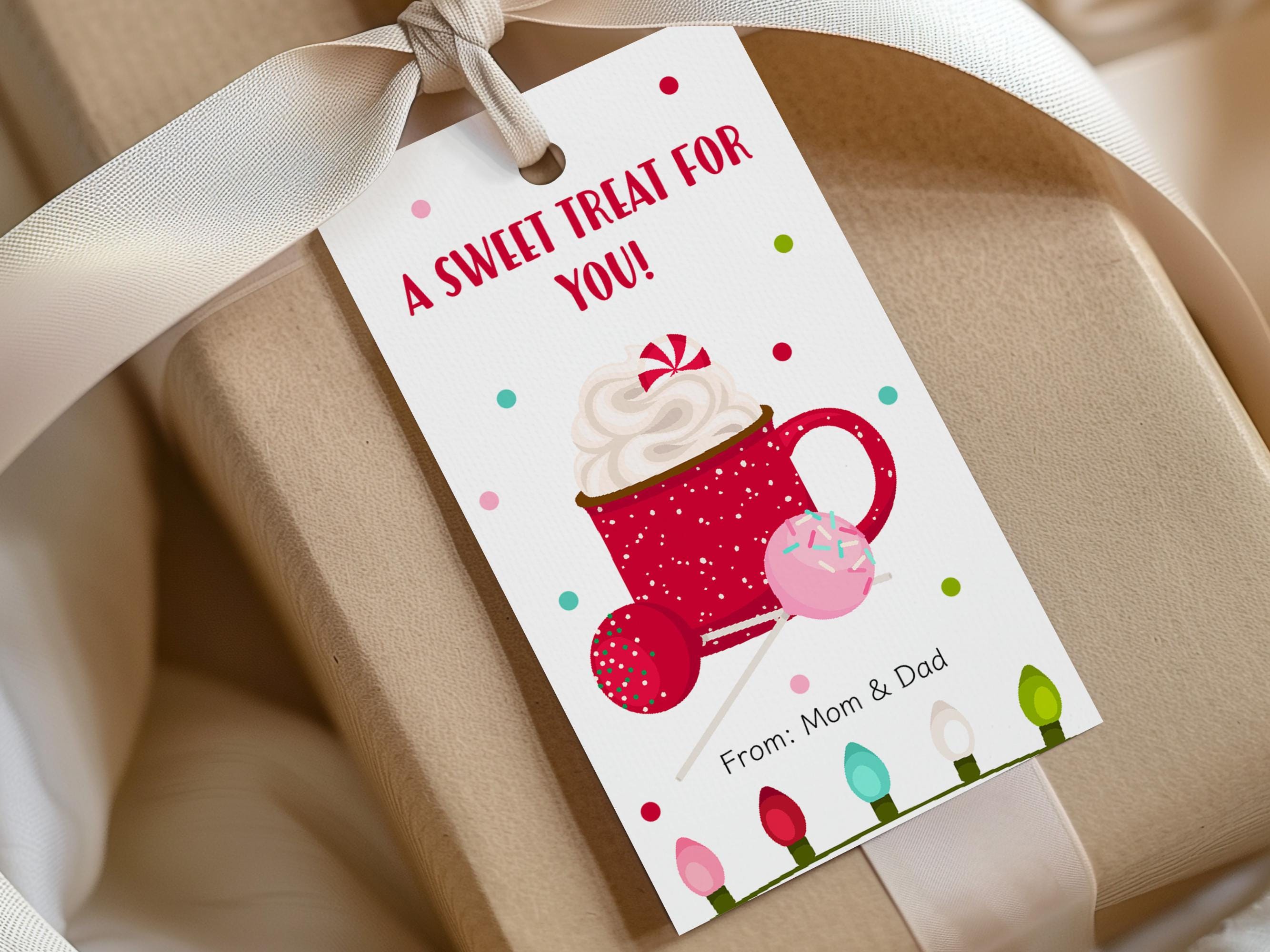 Holiday Sweet Treat Tags, Hot Cocoa & Cake Pop Tags, Editable Gift Tags ...