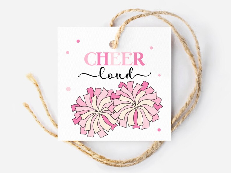 Cheerleader Gift Tags, Cheer Loud Party Favor Tag, Cheer Team ...