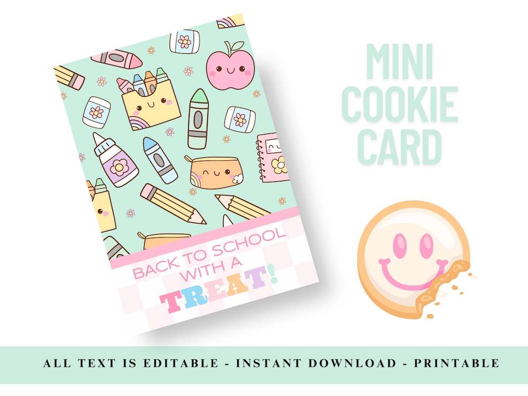 Back to School Cookie Card: Printable Treat Tag (3.5x5, Digital ...