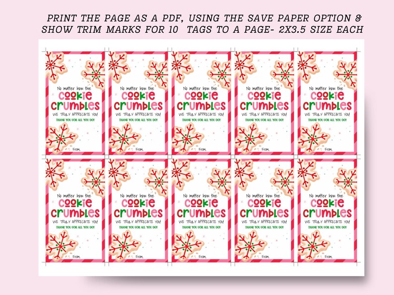 Christmas Cookie Thank You Tags, No Matter How the Cookie Crumbles Tag ...