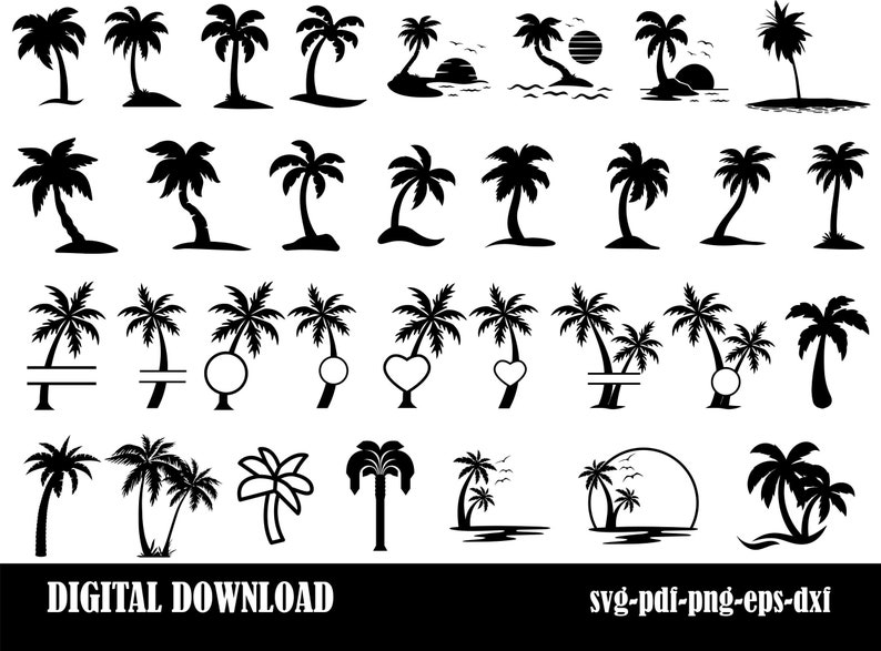 70 Palm Tree Svg Palm Tree Silhouette Palm Tree Cut Files - Etsy