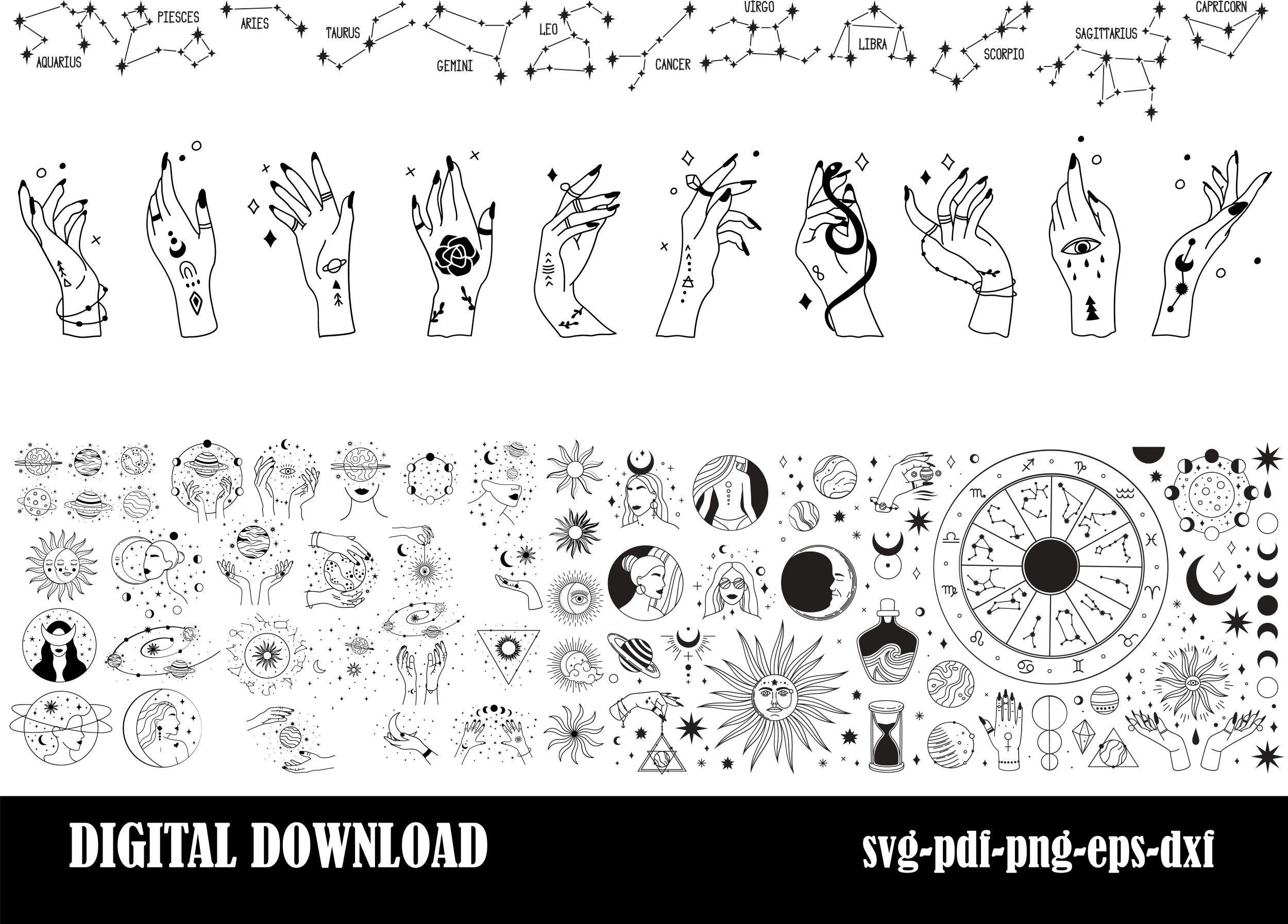Zodiac Signs SVG Bundle Horoscope SVG Bundle Celestial Star - Etsy