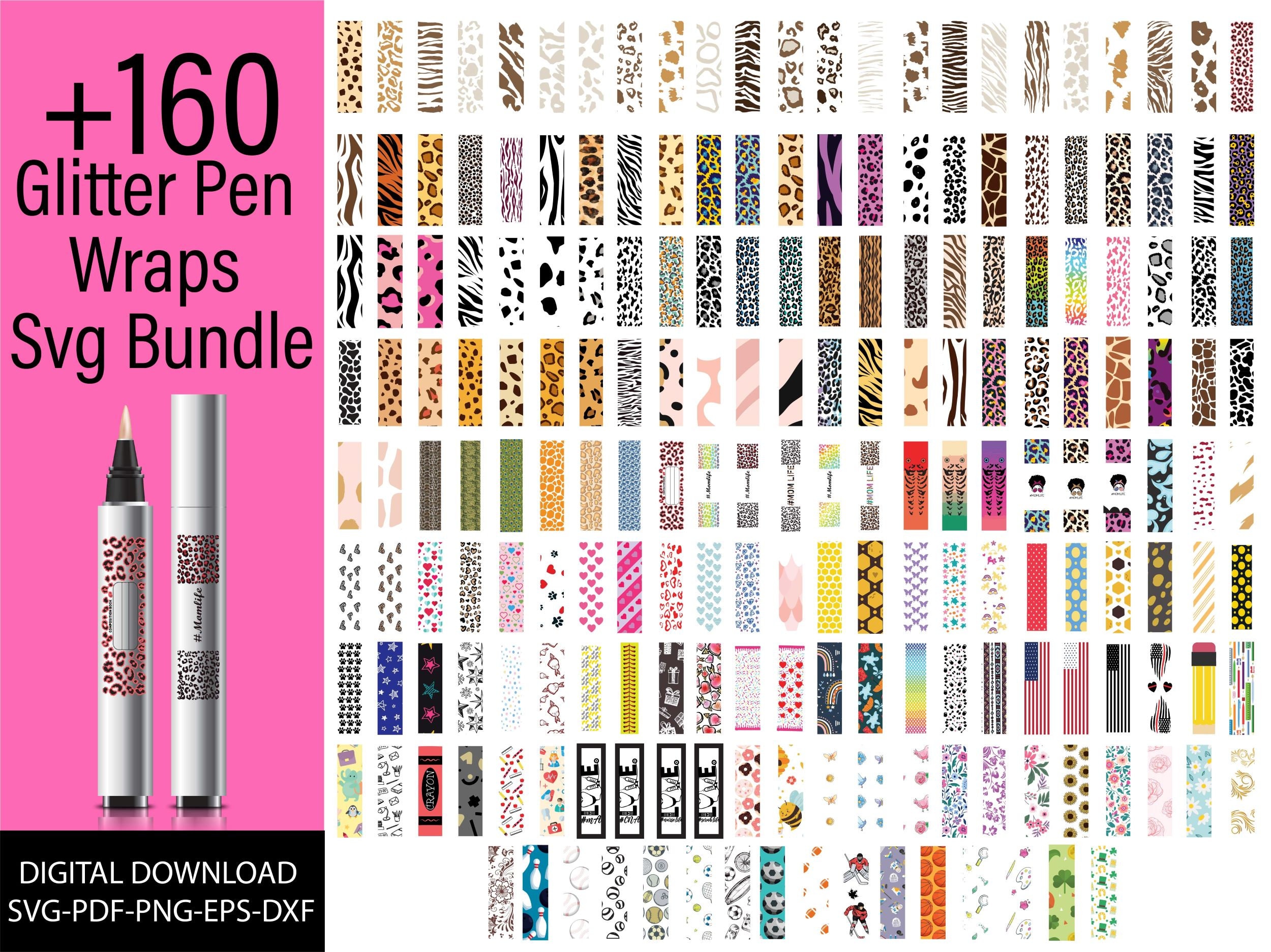Pen Wrap SVG, Glitter Pen Wraps Svg, Pen Wrap Bundle Svg, Epoxy Glitter ...