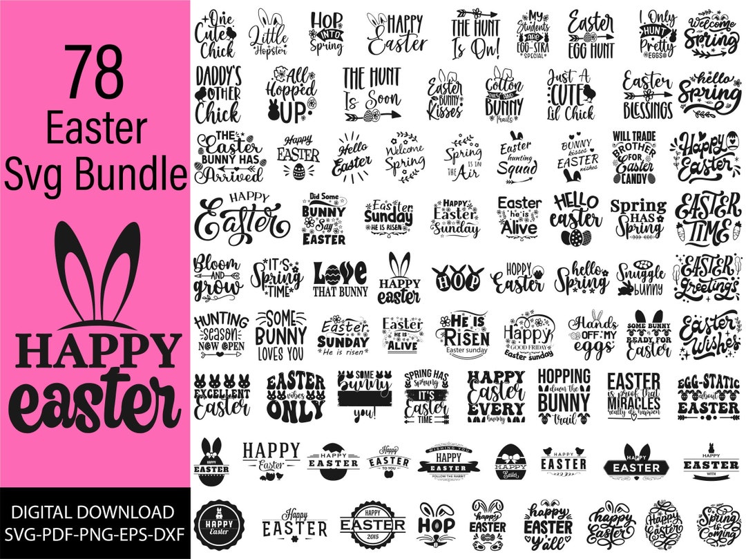 Happy Easter SVG Bundle, Easter SVG, Easter Quotes, Easter Bunny Svg ...