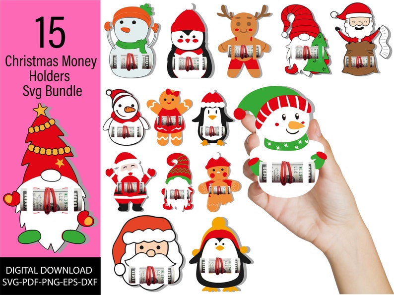 Christmas Money Holder SVG Bundle Layered Paper Cash Holder - Etsy Canada