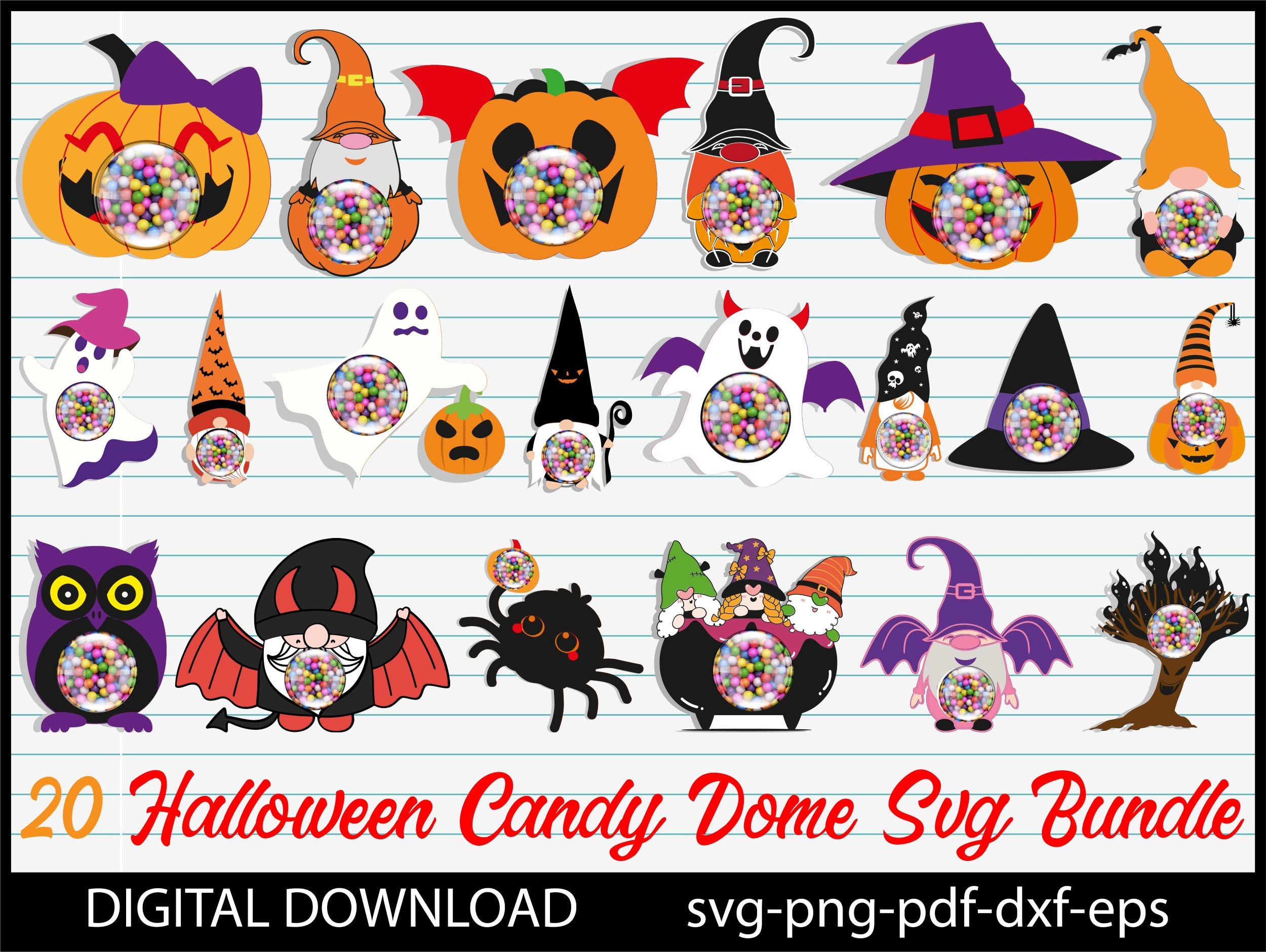 Halloween Candy Dome SVG Bundle Halloween Candy Holder SVG - Etsy