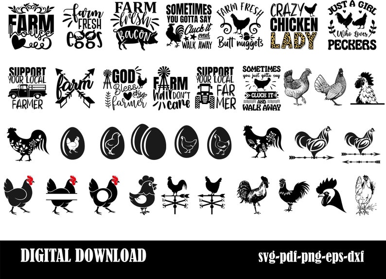 Chicken Svg Bundle Hand Drawn Hen Svg Rooster Svg Funny - Etsy UK