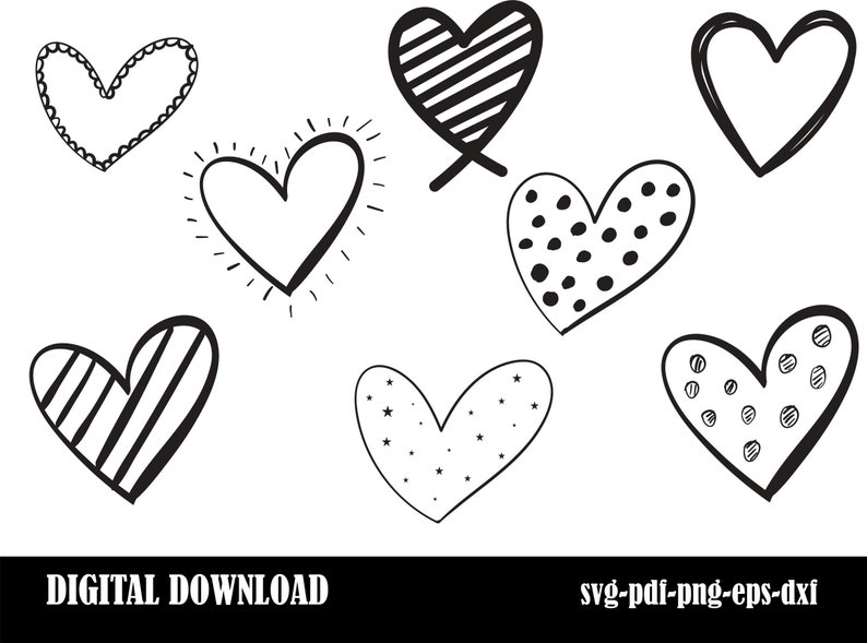 Doodle Heart SVG Bundle Heart Svg Bundle Svg Dxf Eps Png - Etsy