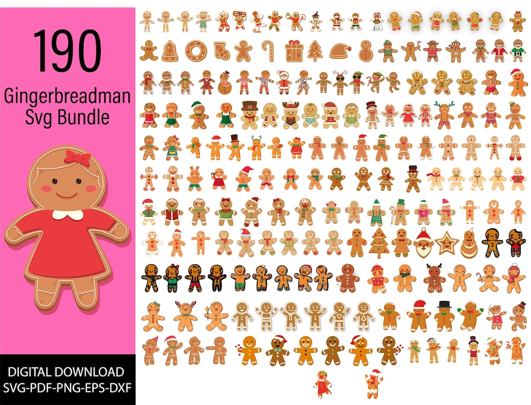 Gingerbread Man SVG Bundle Christmas Cut File Cute Holiday Cookies ...