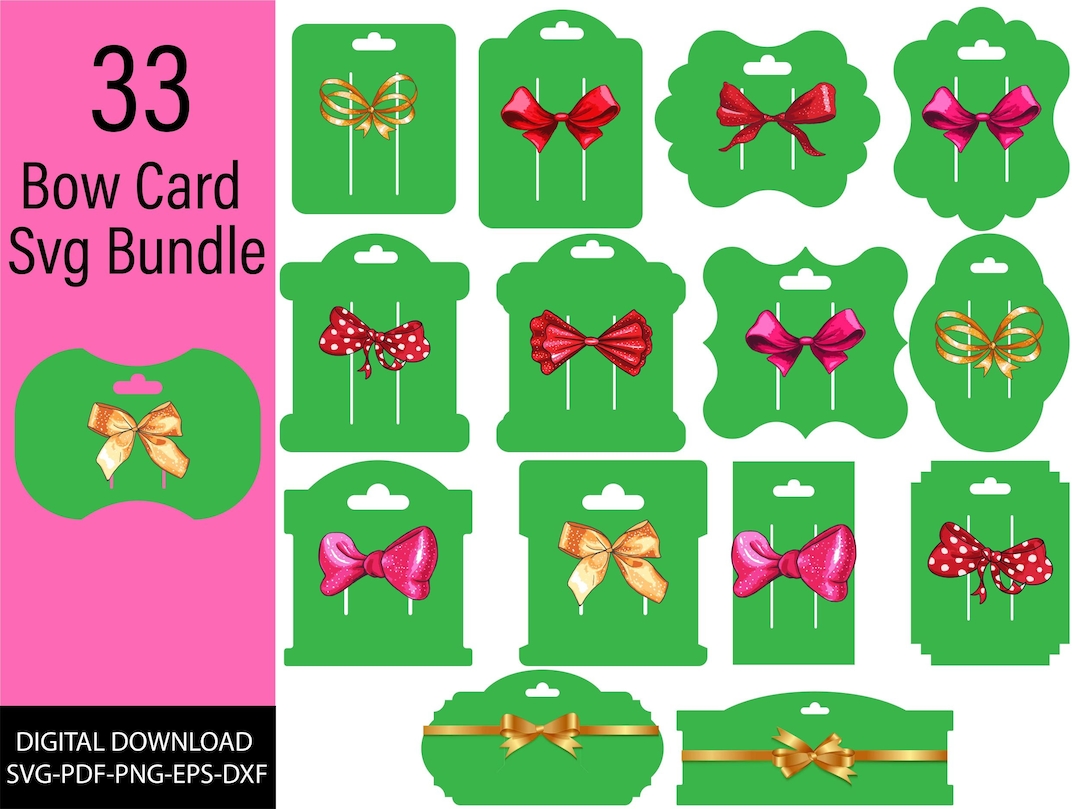 Bow Card Template SVG, Bow Display Card, Hair Clip Display Card Svg ...