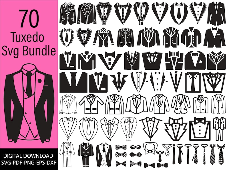 Tuxedo SVG Bundle, Tuxedo PNG Bundle, Tuxedo Clipart, Tuxedo SVG Cricut ...