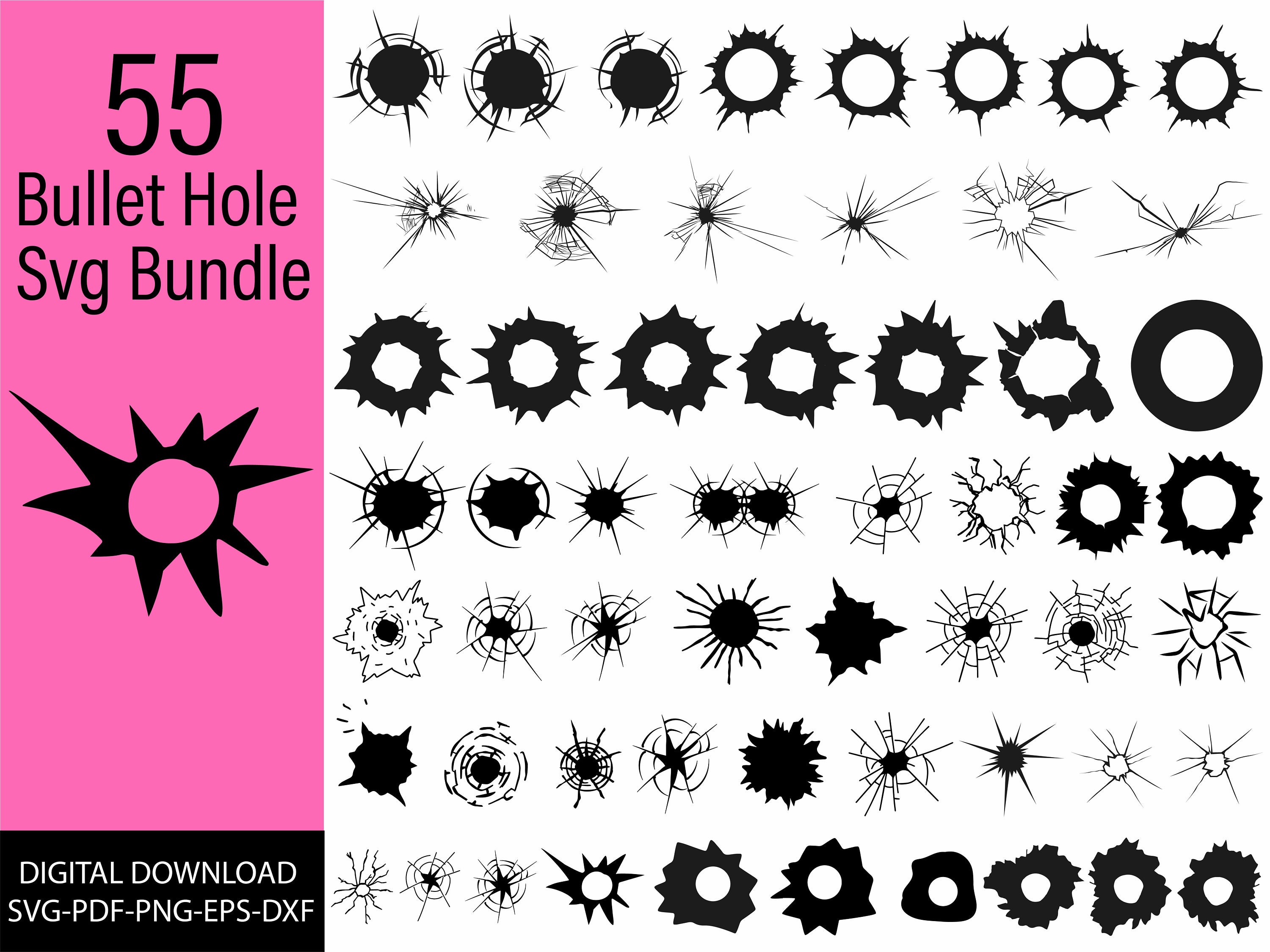 Bullet Hole SVG Bundle, Bullet Hole PNG Bundle, Bullet Hole Clipart ...