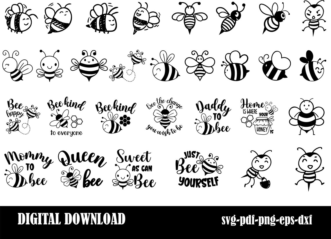 Biene SVG Bundle, Bumble Bee Svg, Honigbiene Svg, Biene PNG, Biene Art ...