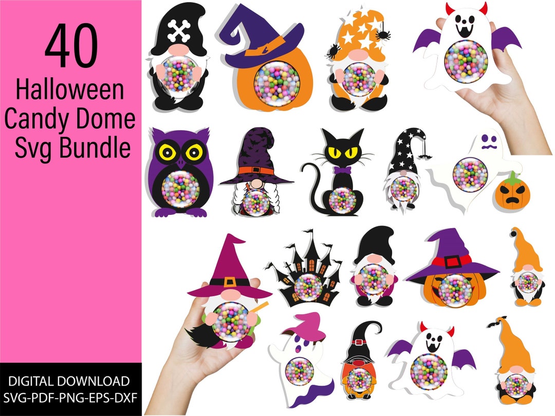 Halloween Candy Dome SVG Bundle, Halloween Gnome Candy Holder SVG, Candy Ornaments Svg,chocolate ...