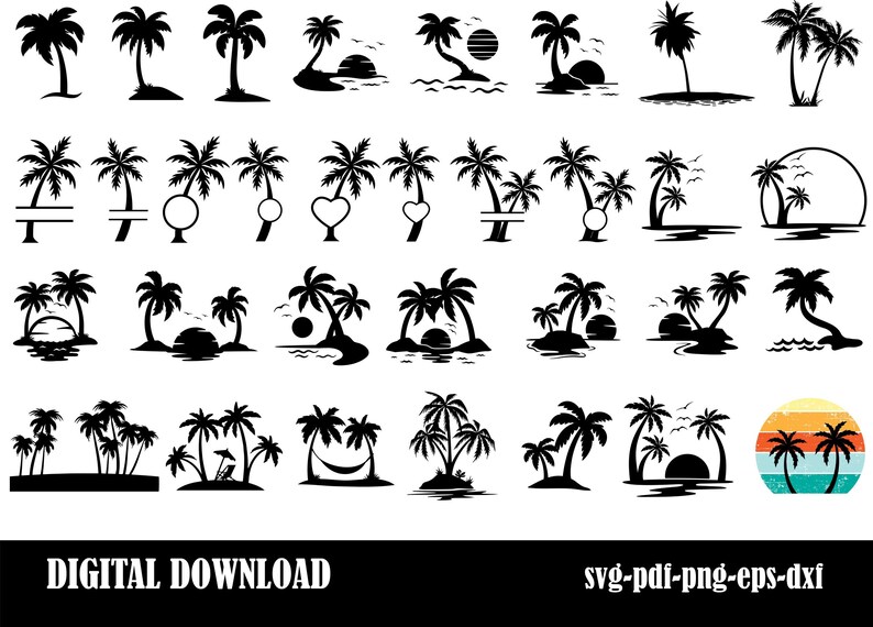 70 Palm Tree Svg Palm Tree Silhouette Palm Tree Cut Files - Etsy