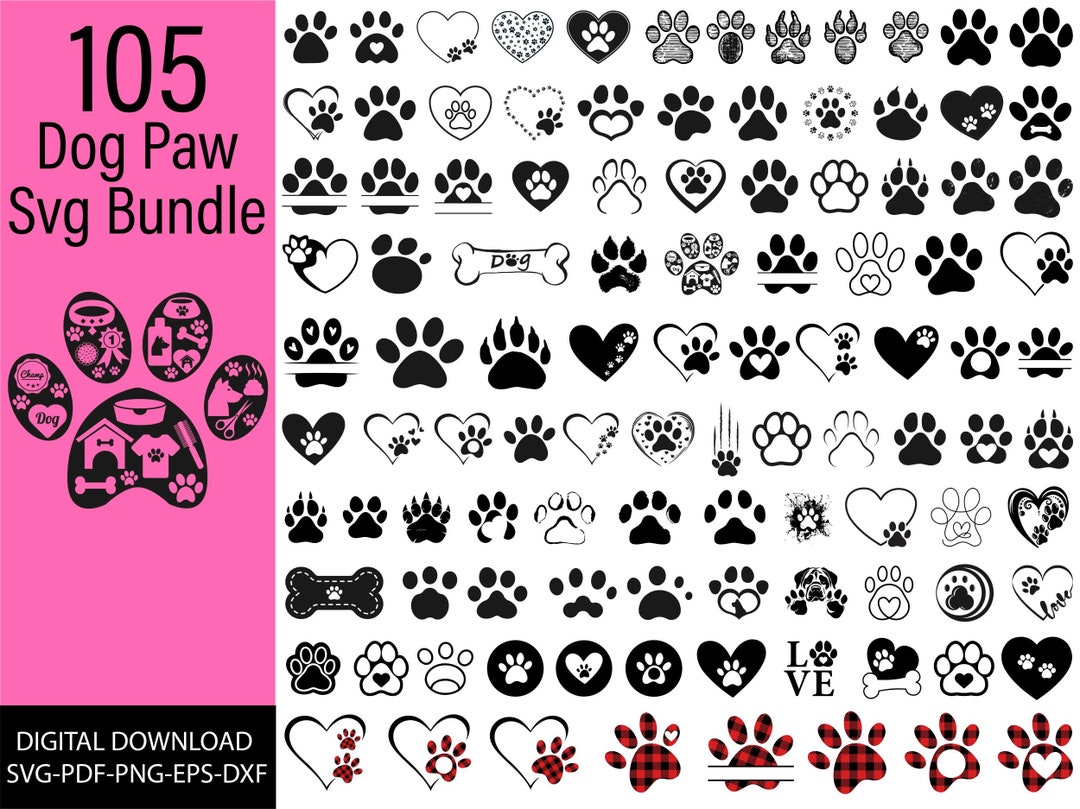 Paw Print Svg Bundle, Paw Heart Svg, Dog Paw Svg, Paw Svg, Dog Lover ...