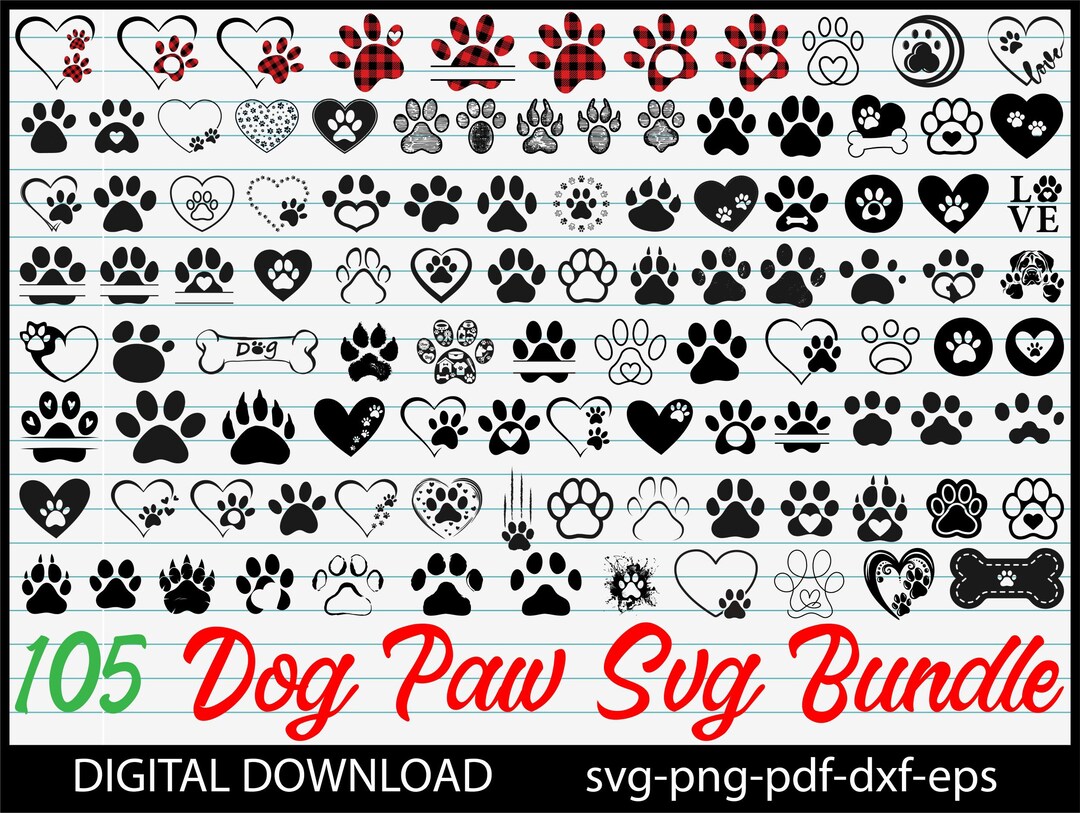 Paw Print Svg Bundle Paw Heart Svg Dog Paw Svg Paw Svg Dog - Etsy