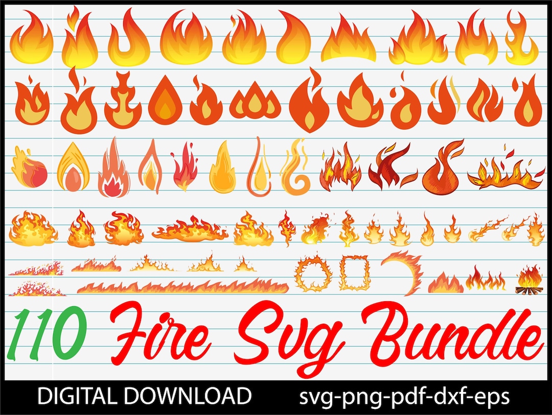 Fire SVG Bundle Fire Clipart Fire Svg Files Fire Flames - Etsy