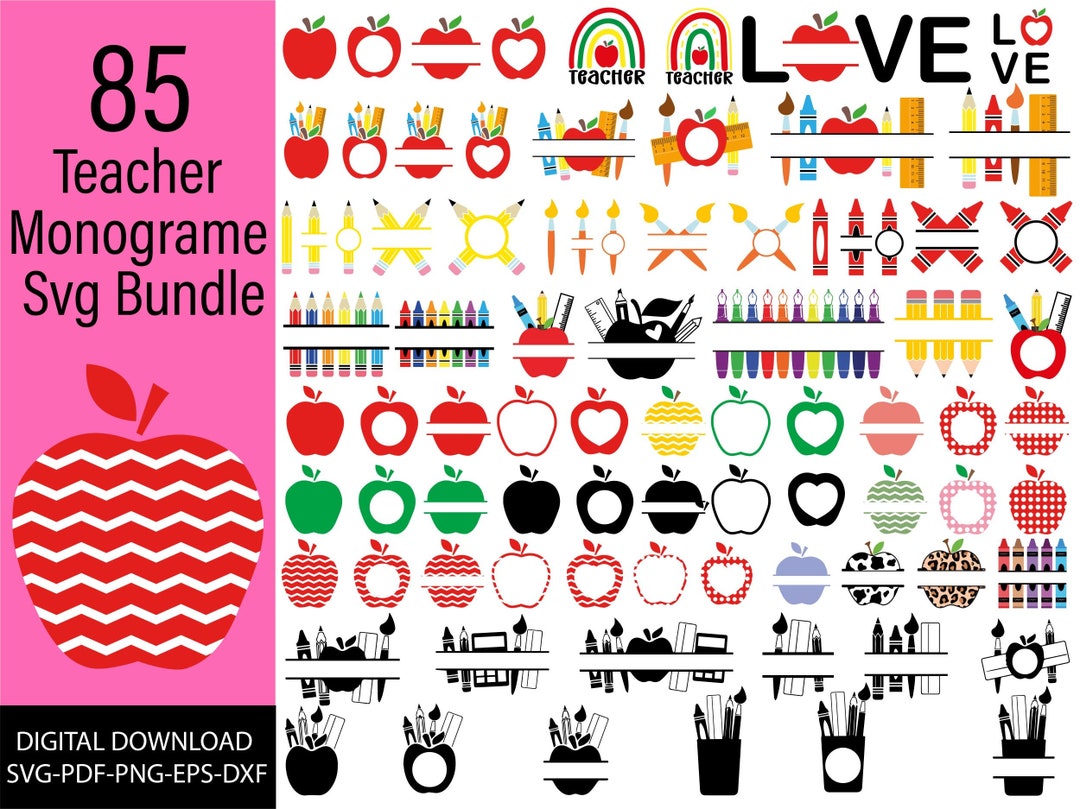 Teacher Monogram Svg, Teacher Svg, Teacher Shirt Svg, Back to School ...