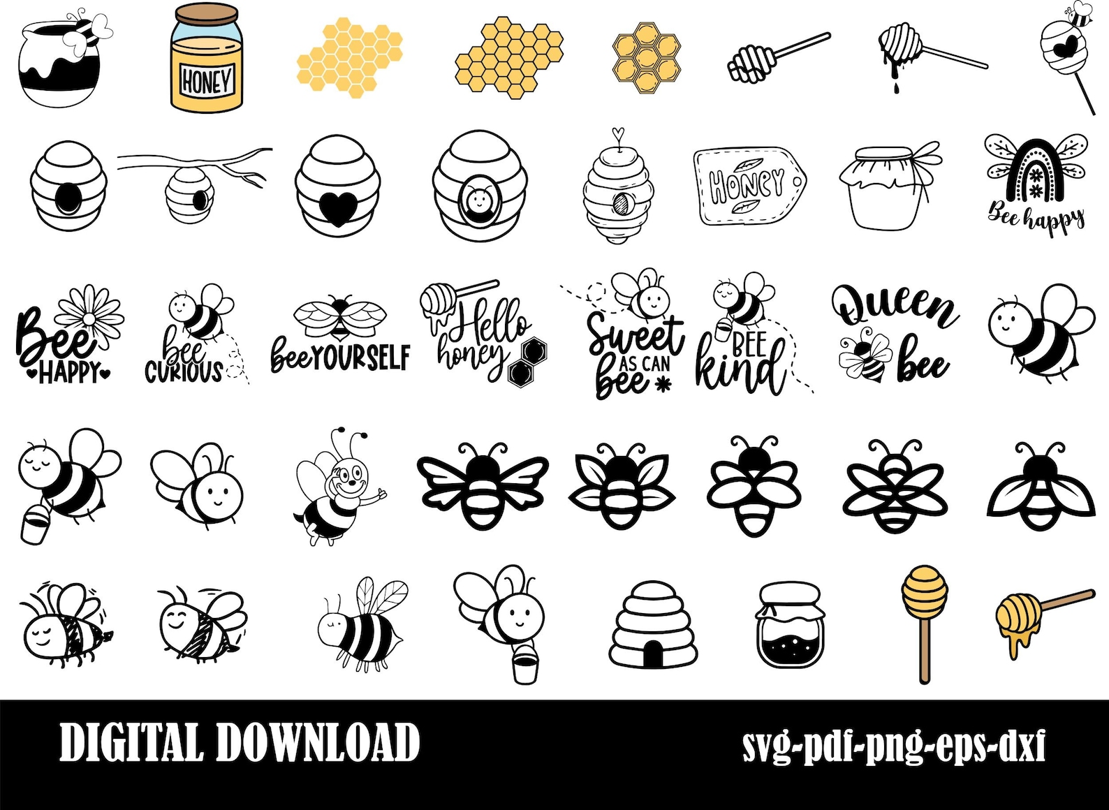 Biene SVG Bundle, Bumble Bee Svg, Honigbiene Svg, Biene PNG, Biene Art ...