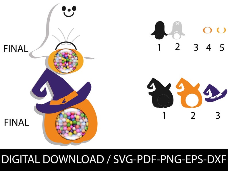 Halloween Candy Dome SVG Bundle Halloween Gnome Candy Holder - Etsy