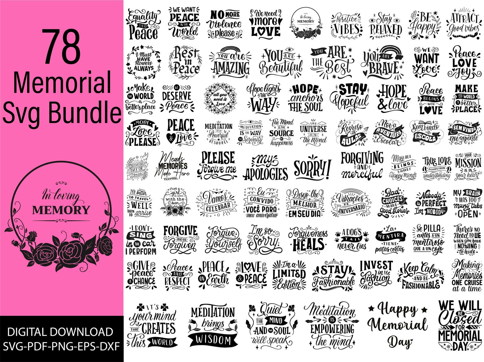 Memorial Svg Bundle, Bereavement Svg, Memorial Quotes Svg, Sympathy Svg ...