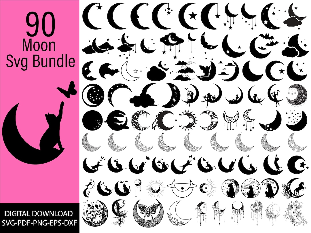 Moon SVG Bundle - Moon PNG - Moon Clipart - Moon SVG Cut Files for ...