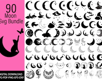 Moon SVG Bundle - Moon PNG - Moon Clipart - Moon SVG Cut Files for ...