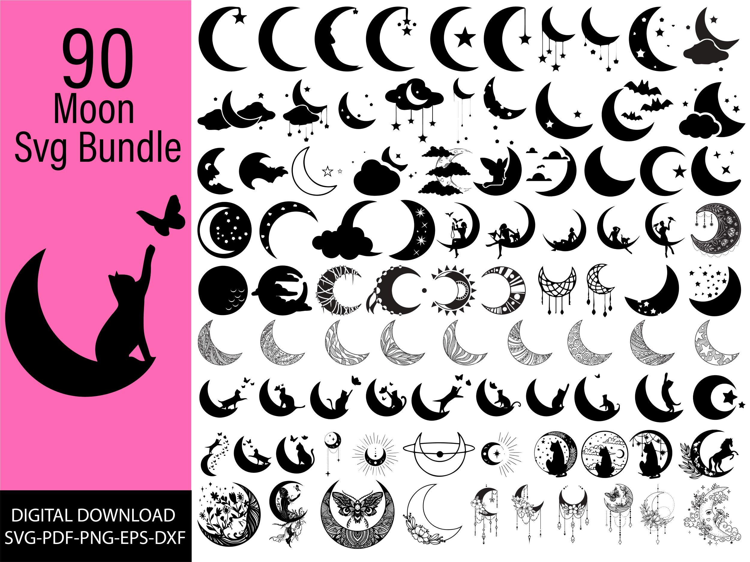 Moon SVG Bundle - Moon PNG - Moon Clipart - Moon SVG Cut Files for ...