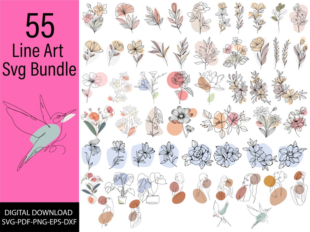 Line Art Svg Bundle, Lineart Png, Line Art Black Woman, Line Art Wall ...