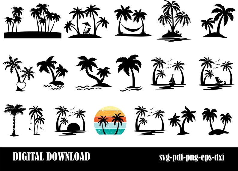 70 Palm Tree Svg Palm Tree Silhouette Palm Tree Cut Files - Etsy
