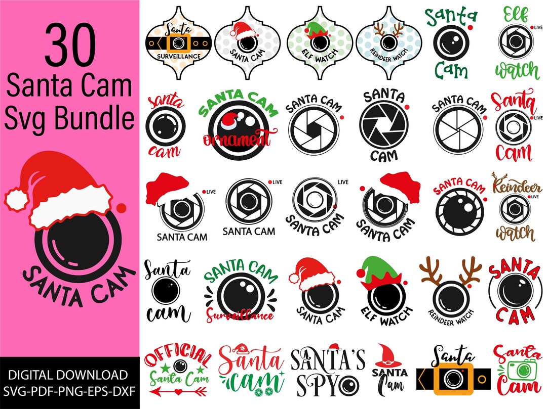 Santa Cam Svg Bundle, Santa Cam Svg, Elf Cam Svg, Reindeer Cam Svg, Santa Cam Surveillance Svg ...