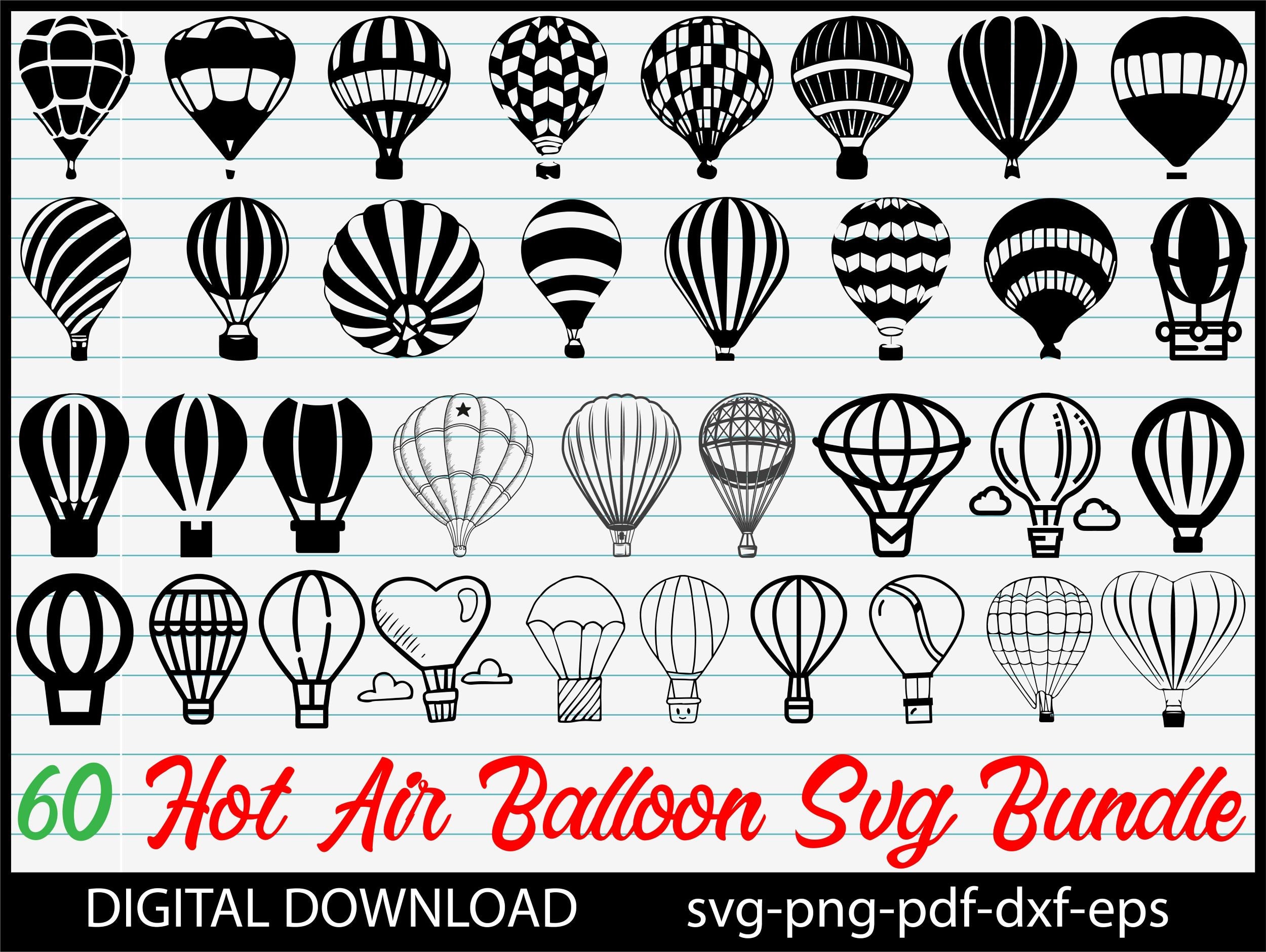 Hot Air Balloon SVG Bundle Hot Air Balloon PNG Bundle Hot - Etsy UK