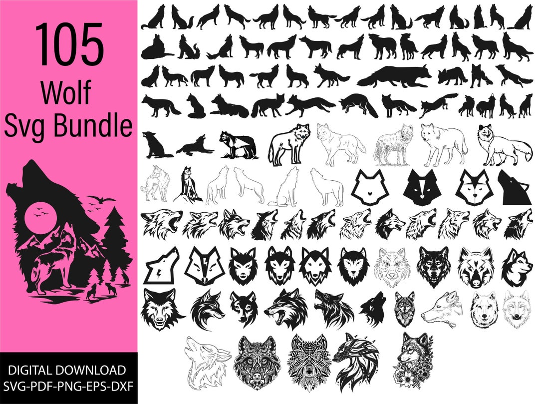 Wolf SVG Bundle, Wolf PNG Bundle, Wolf Clipart, Wolf SVG Cut Files for ...
