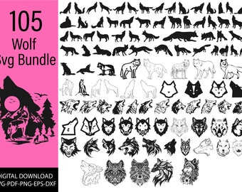 Wolf SVG Bundle 100 Wolf Monogram, Wolf Clipart, Wolf SVG, Cut Files ...