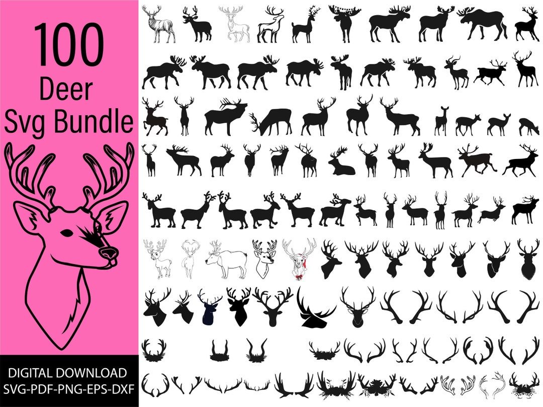 Deer SVG Bundle, Deer PNG Bundle, Deer Clipart, Deer SVG Cut Files ...