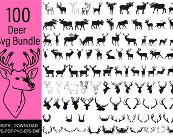 120 Deer SVG Bundle, Deer PNG Bundle, Deer Clipart, Deer SVG Cut Files ...
