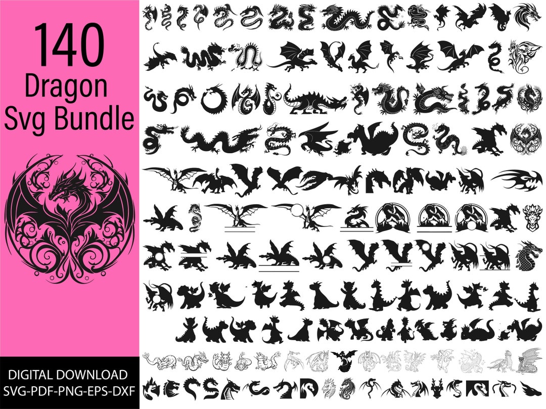 Dragon SVG Bundle, Dragon PNG Bundle, Dragon Clipart, Dragon SVG Cricut ...