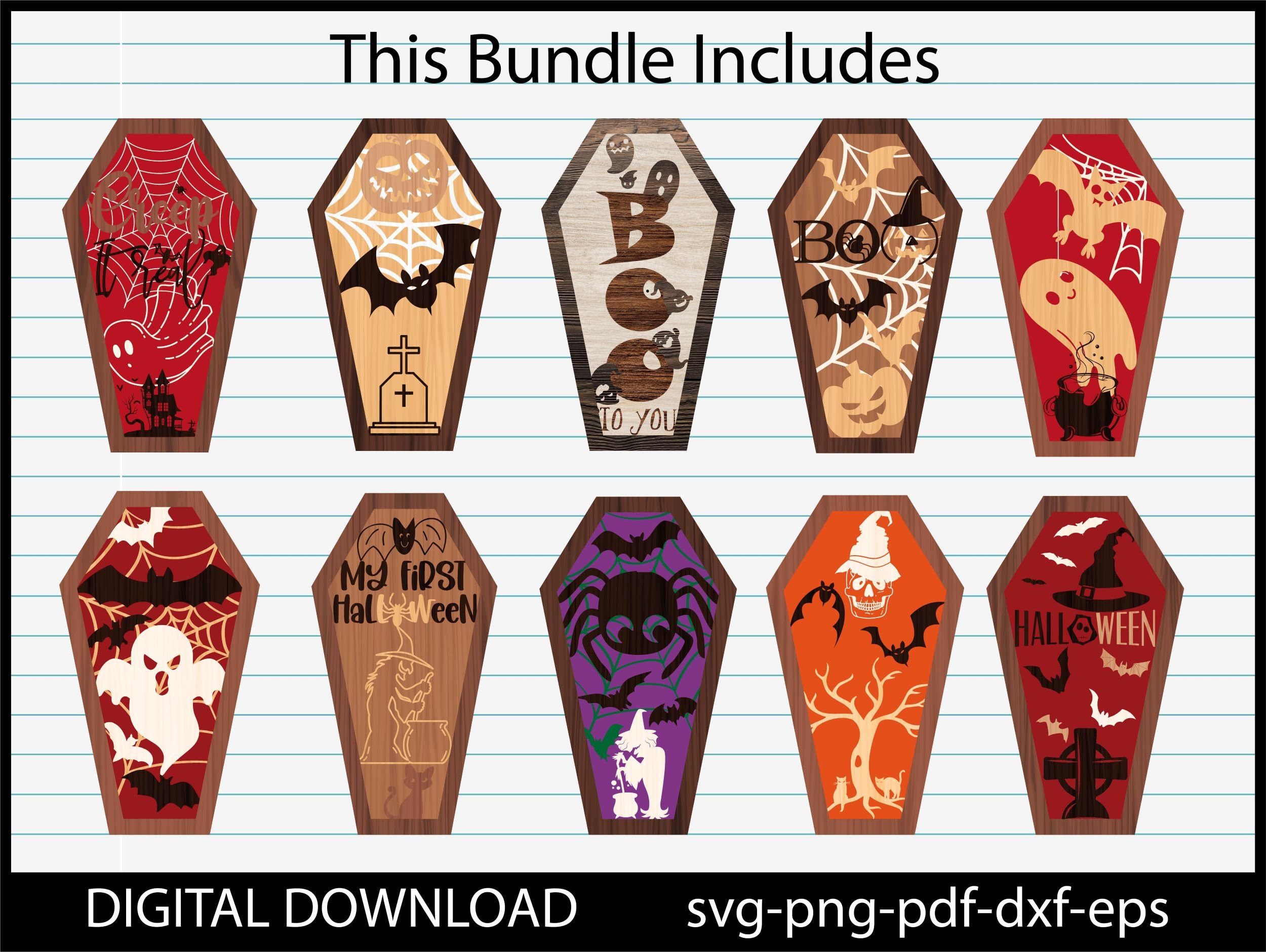 COFFIN HALLOWEEN Svg Laser Cut File Bundle and 3d Laser Cut - Etsy